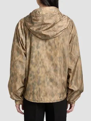 GANNI Leopard-print Flyweight Hooded Zip-up Jacket - Burro