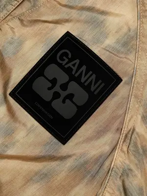 GANNI Leopard-print Flyweight Hooded Zip-up Jacket - Burro