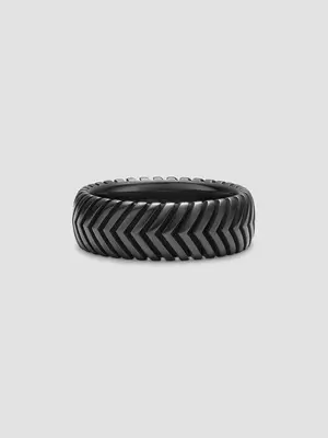 David Yurman Chevron Band Ring In Titanium, 8mm - Black