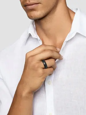 David Yurman Chevron Band Ring In Titanium, 8mm
