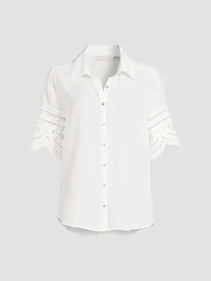 Ramy Brook Shamaya Eyelet-trimmed Swim Cover-up Top - White