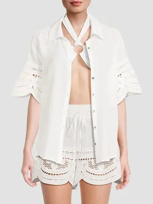 Ramy Brook Shamaya Eyelet-trimmed Swim Cover-up Top
