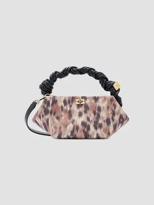 GANNI Bou Printed Mini Taffeta Crossbody Bag Burro