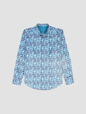 Robert Graham Westmoreland Geometric Stretch-cotton Shirt - Blue
