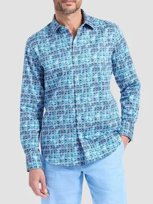Robert Graham Westmoreland Geometric Stretch-cotton Shirt