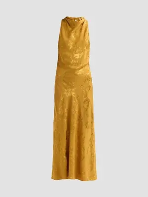 Hemant & Nandita Floral Jacqaurd Cowl Midi Dress