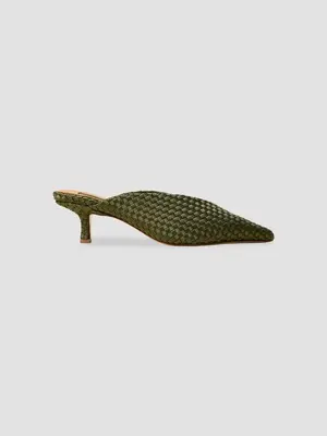 NAGHEDI Strada Satin Kitten Heels - Juniper