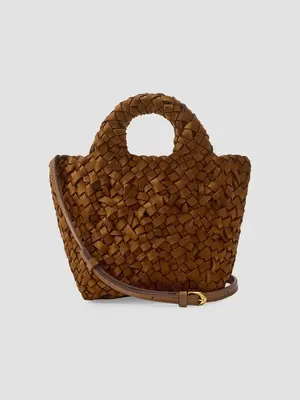 NAGHEDI St. Barths Petit Nest Weave Top Handle Bag Teak