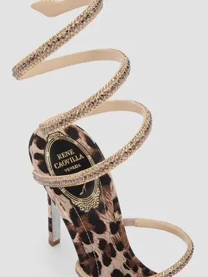 Rene Caovilla Cleo Animalier 105mm Satin Sandals