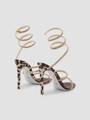 Rene Caovilla Cleo Animalier 105mm Satin Sandals