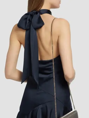 Ramy Brook Nari Satin Halter Minidress - Navy
