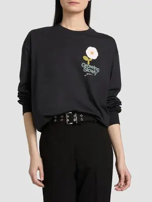GANNI Embellished Cotton-jersey Crewneck Sweatshirt