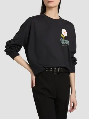 GANNI Embellished Cotton-jersey Crewneck Sweatshirt