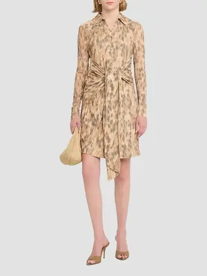 GANNI Printed Marl Mesh Mini Shirtdress