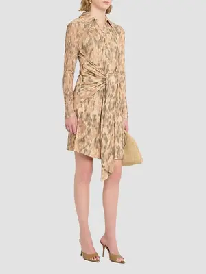 GANNI Printed Marl Mesh Mini Shirtdress