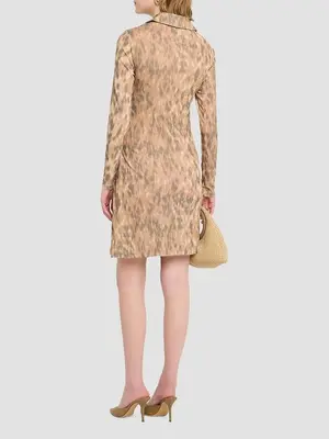 GANNI Printed Marl Mesh Mini Shirtdress