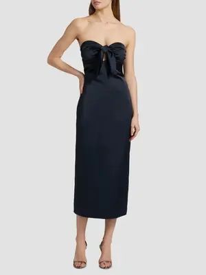 Ramy Brook Orion Knotted Satin Midi-dress - Navy