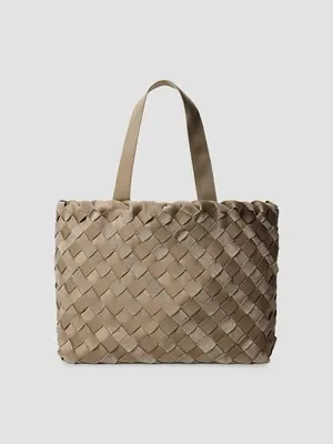 NAGHEDI Como Medium Striped Suede Tote Bag - Bluff