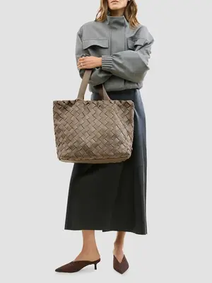 NAGHEDI Como Medium Striped Suede Tote Bag - Bluff