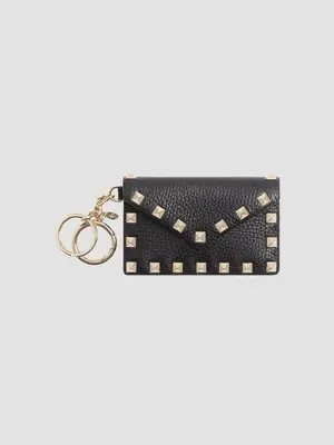 Valentino Garavani Rockstud Charm In Grainy Calfskin - Black