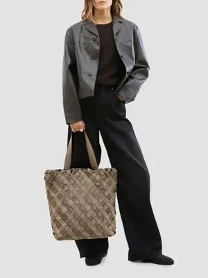 NAGHEDI Como Shopper Striped Suede Tote Bag