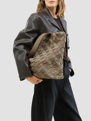 NAGHEDI Como Shopper Striped Suede Tote Bag