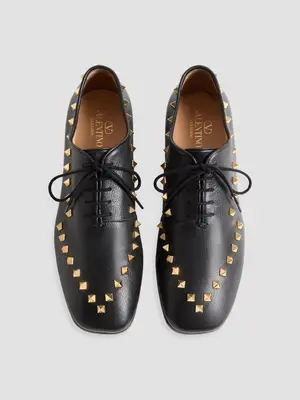 Valentino Garavani Derby Rockstud In Kidskin