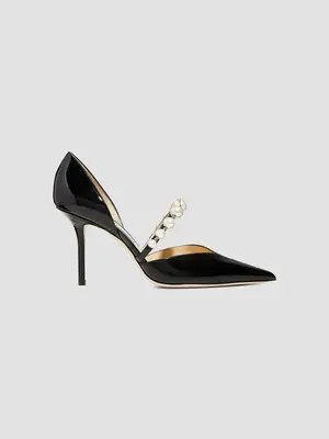 JIMMY CHOO Aurelie D'orsay 85mm Pearl & Patent Leather Pumps - Black