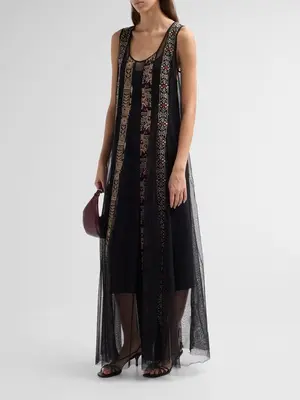 Johnny Was Ilenia Mesh Maxi Slipdress