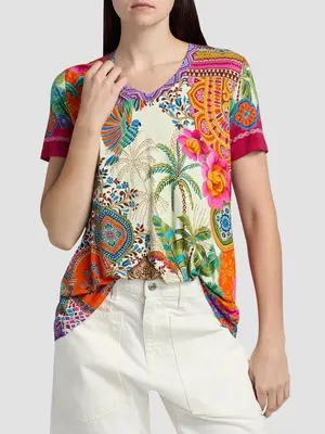Johnny Was The Janie Printed V-neck T-shirt