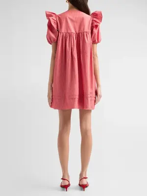 GANNI Oxford Stripe Angel Minidress
