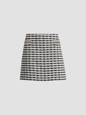Ramy Brook Charlie Houndstooth A-line High-waisted Miniskirt