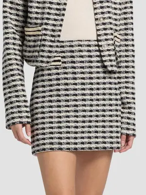 Ramy Brook Charlie Houndstooth A-line High-waisted Miniskirt