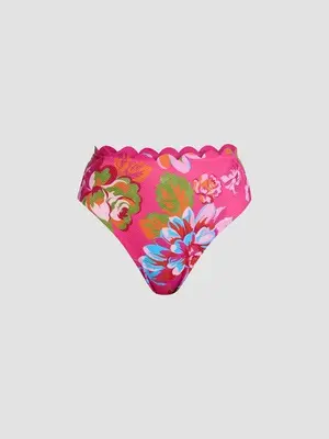 Beach Riot Nessa Floral Scallop High-rise Bikini Bottom