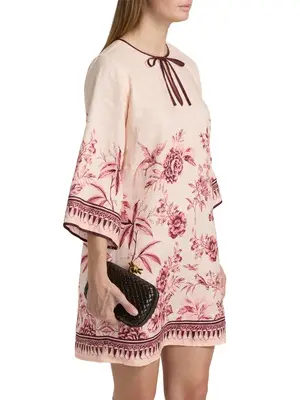 Johnny Was Floral Linen Minidress