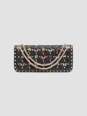 Valentino Garavani Rockstud Spike Shoulder Bag In Embroidered Nappa Leather