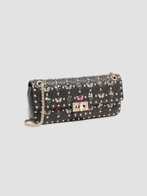 Valentino Garavani Rockstud Spike Shoulder Bag In Embroidered Nappa Leather