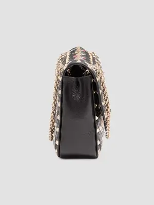 Valentino Garavani Rockstud Spike Shoulder Bag In Embroidered Nappa Leather