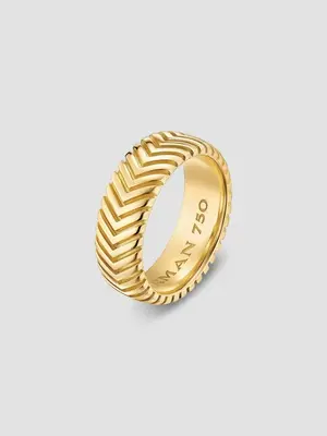 David Yurman Chevron Band Ring In 18k Yellow 8mm