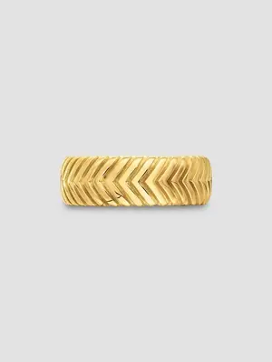 David Yurman Chevron Band Ring In 18k Yellow 8mm