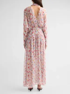 GANNI Textured Silk Georgette Maxi Dress
