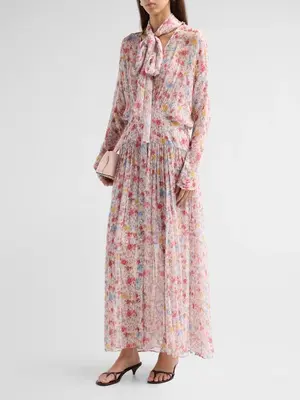 GANNI Textured Silk Georgette Maxi Dress