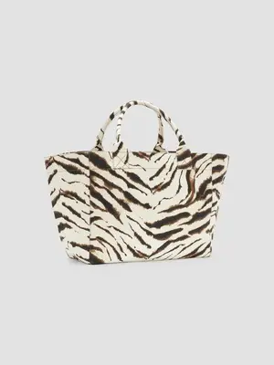 GANNI Extra-large Zebra-print Cotton Tote Bag