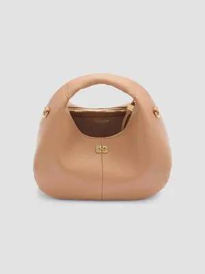 GANNI Mini Logo Grained Hobo Bag