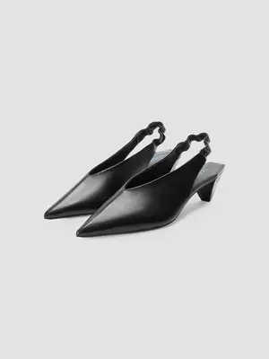 Loewe Origami Cubic 45mm Leather Slingback Pumps - Black