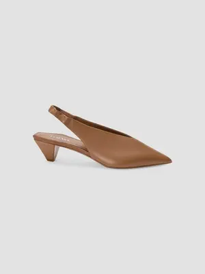 Loewe Origami Cubic 45mm Leather Slingback Pumps - Mocha