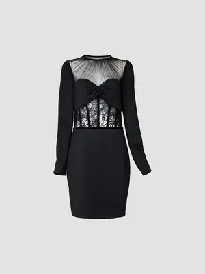 Tadashi Shoji Illusion Lace Sheath Cocktail Dress - Black