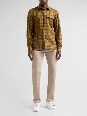 Kiton Buba Plaid Cashmere Snap-front Shirt