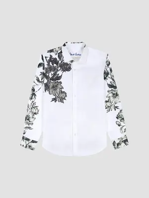 Robert Graham Le Striped Floral Cotton Shirt - White