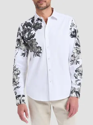 Robert Graham Le Striped Floral Cotton Shirt